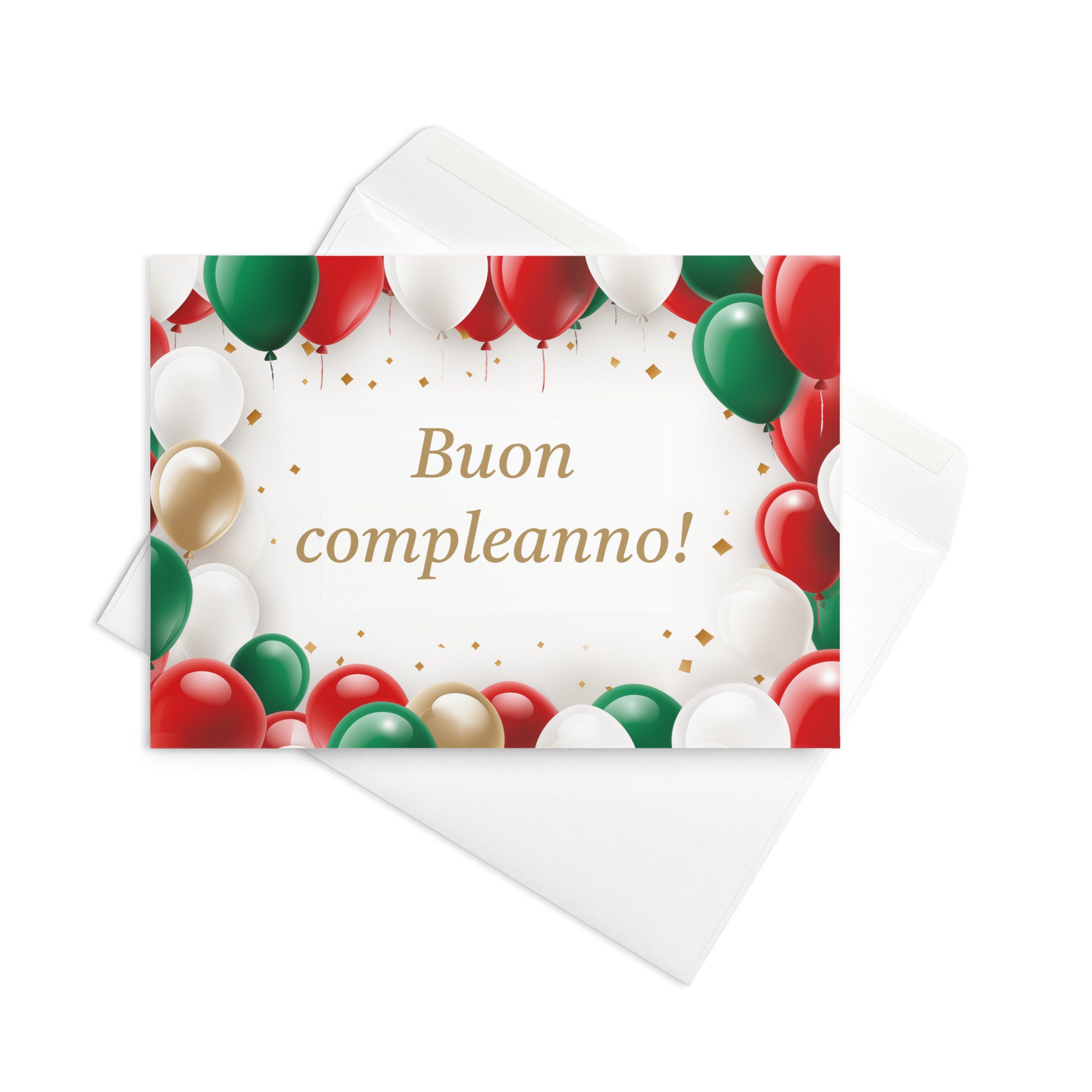 Italian Birthday Card Colorful Italy Greeting Festive Wish Balloon Gift ...
