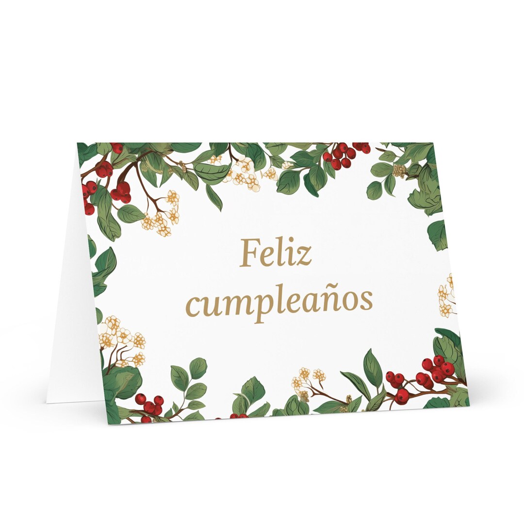 Spanish / Chilean Birthday Card Botanical - Chile Greeting Festive Wish ...