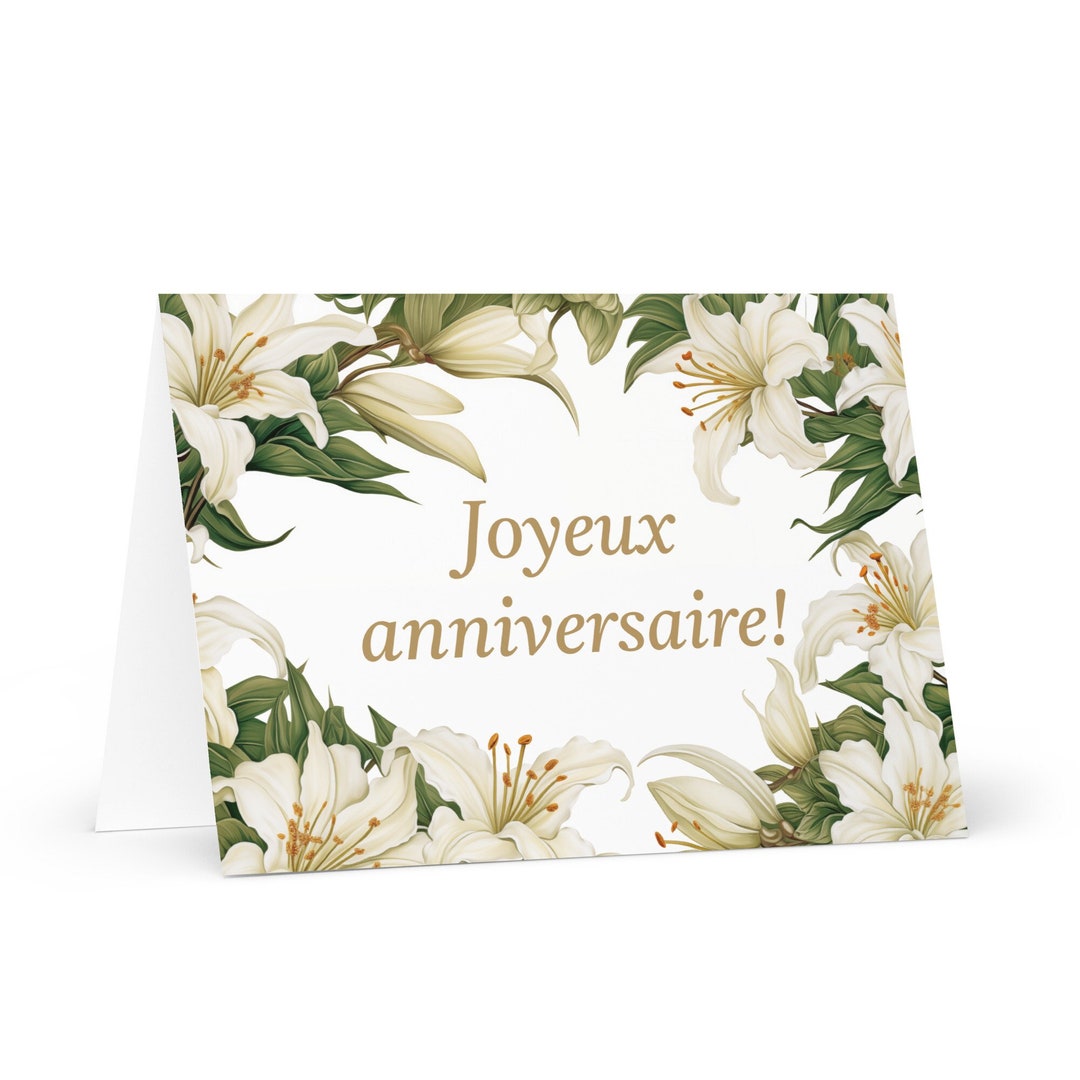 French Birthday Card France Greeting Festive Wish Colorful Flowers ...