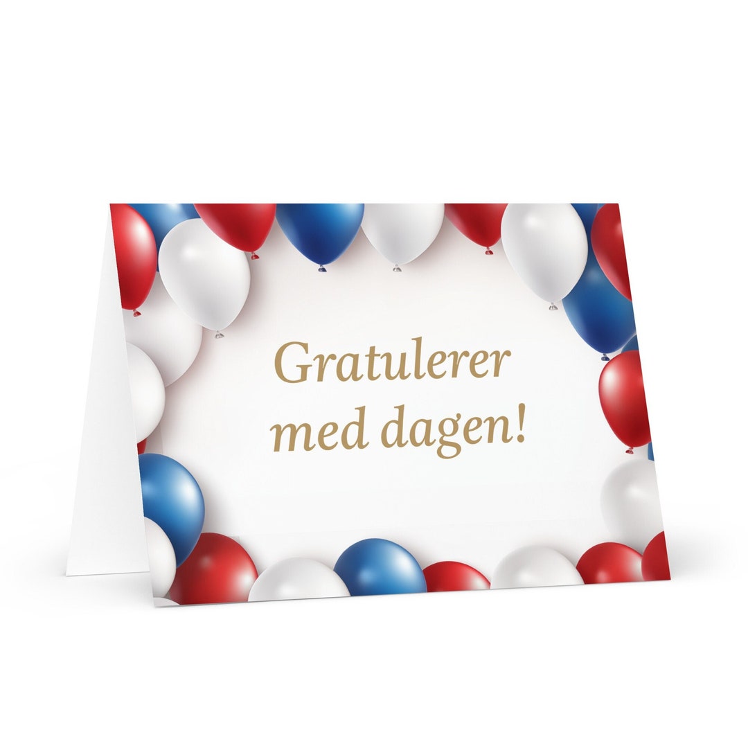 Norwegian Birthday Card Colorful Norway Greeting Festive Wish Balloon ...