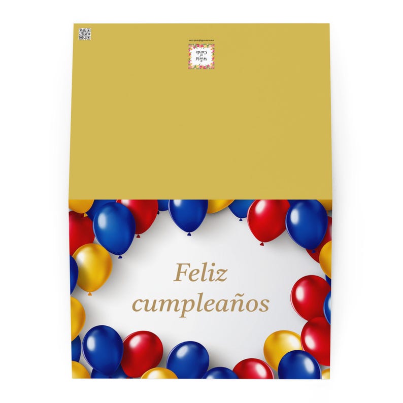 Spanish / Colombian Birthday Card Balloons - Colombia Greeting Festive ...