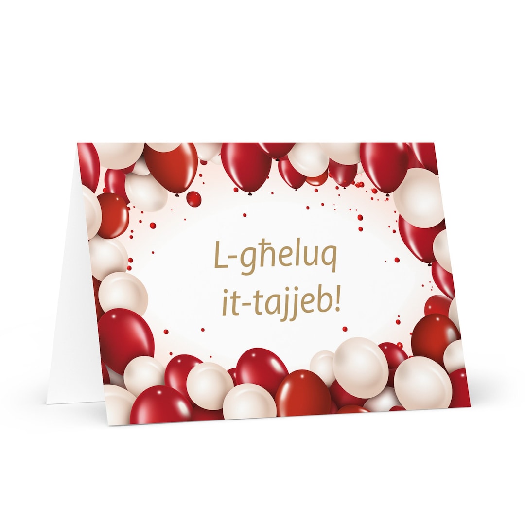 Maltese Birthday Card Colorful Malta Greeting Festive Wish Balloon Gift ...