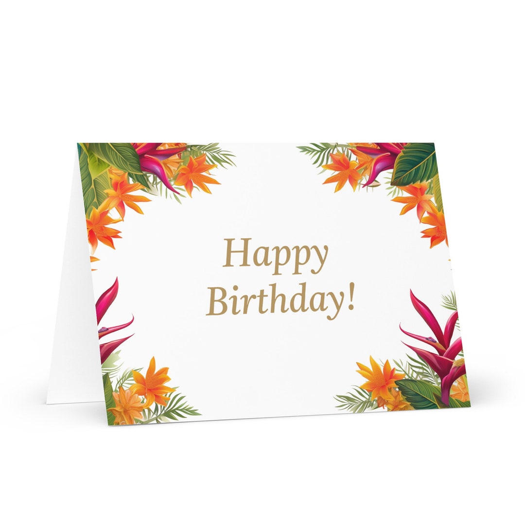 English / Barbadian Birthday Card Botanical - Barbados Greeting Festive Wish Trees Plants Gift ...