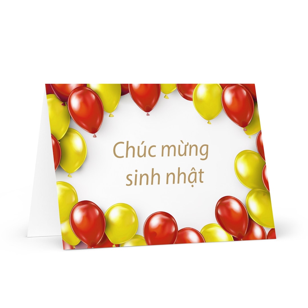 Vietnamese Birthday Card Balloons - Vietnam Greeting Festive Wish ...