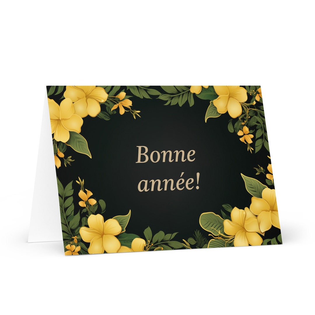 French / Beninese New Year Card - Benin Holiday Greeting Garden Flowers ...