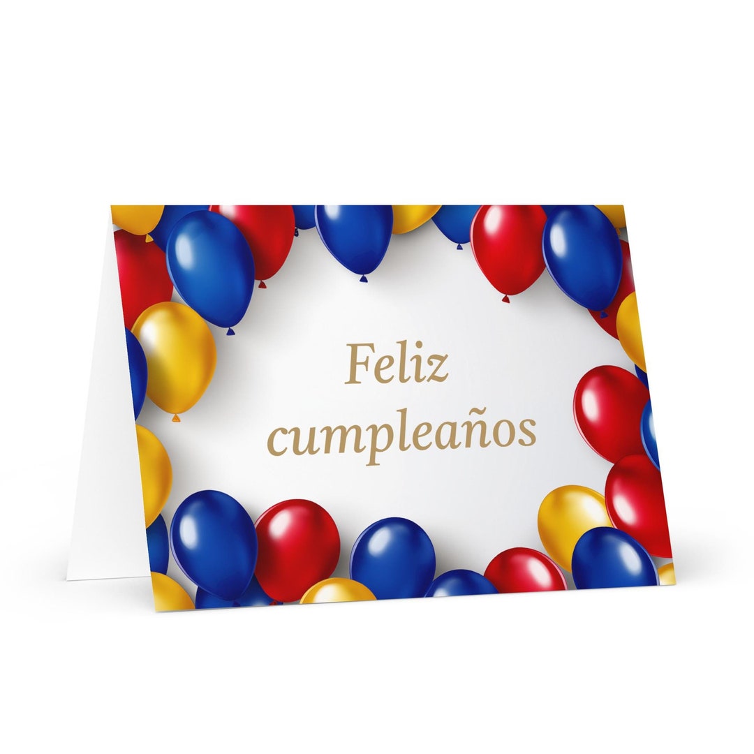 Spanish / Colombian Birthday Card Balloons - Colombia Greeting Festive ...