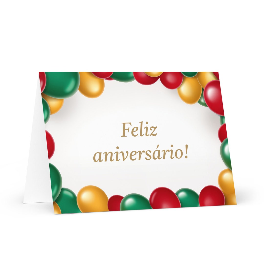 Portugese Birthday Card Colorful Portugal Greeting Festive Wish Balloon ...