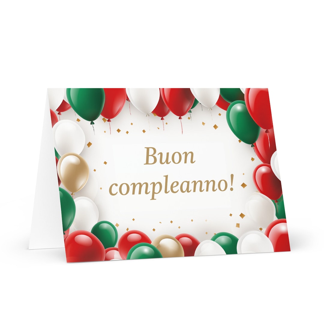 Italian Birthday Card Colorful Italy Greeting Festive Wish Balloon Gift ...