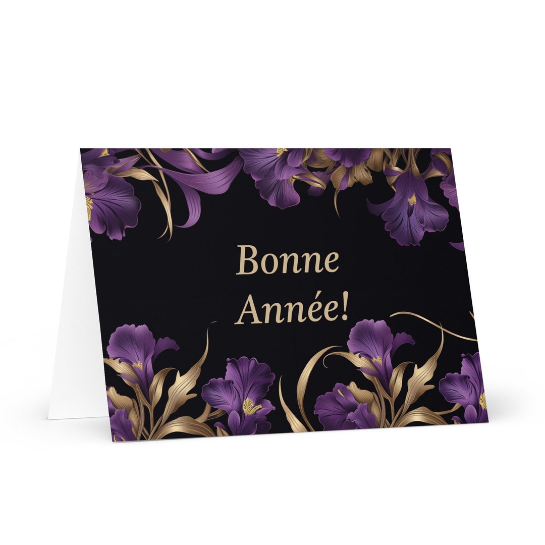 French New Year Card - France Holiday Greeting Garden Flowers ...