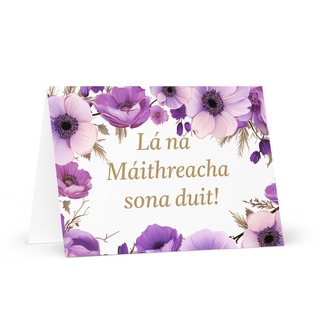 Irish Mother's Day Card Ireland Greeting With Colorful Flowers Floral ...