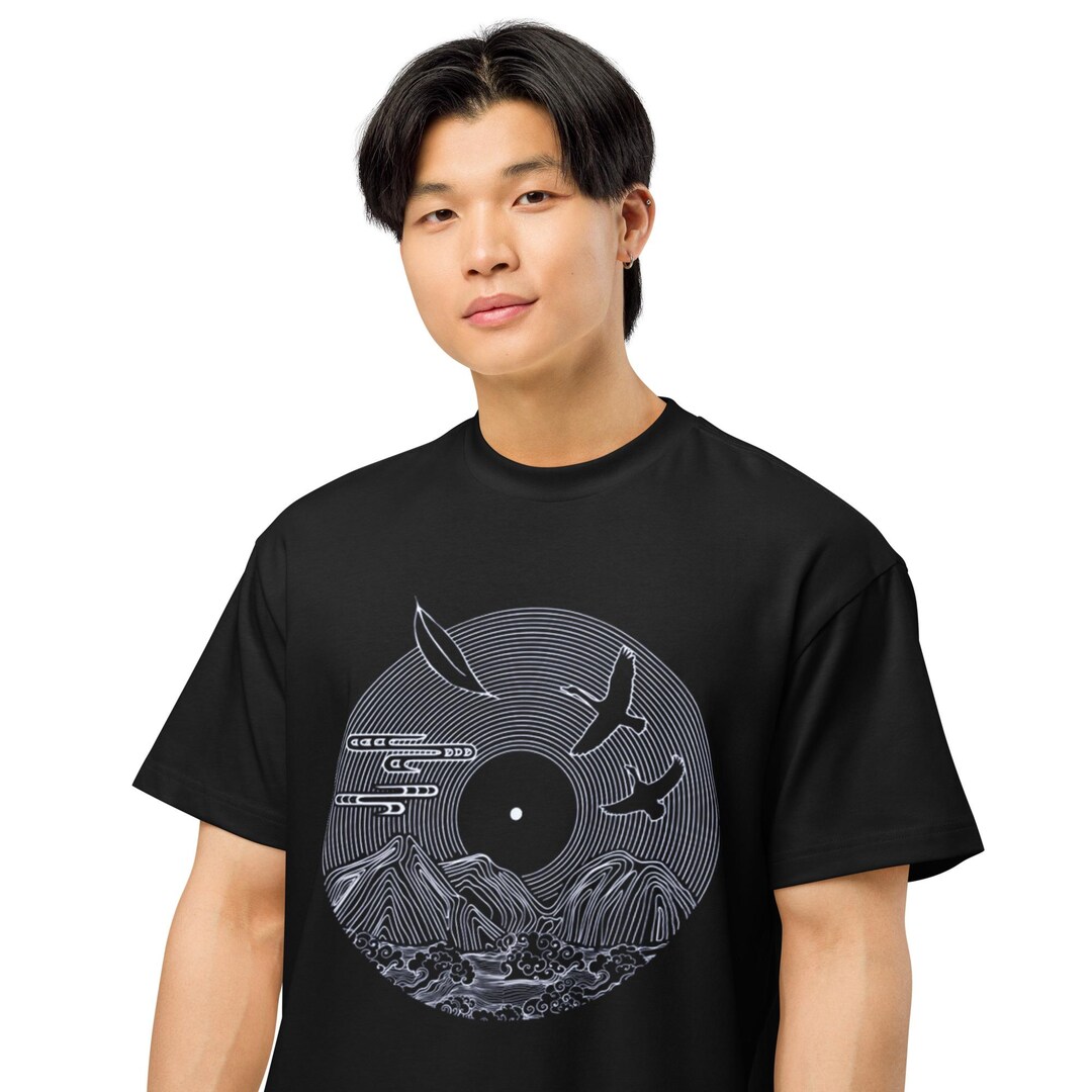 Vinyl Record Tee – Retro Music & Nature Graphic Shirt, Streetwear Gift ...
