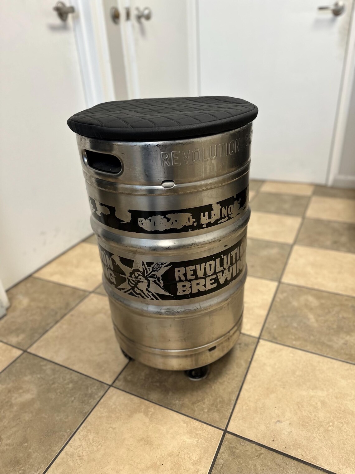 Upcycled Beer Keg Stool on Wheels: Handmade Industrial Bar Furniture - Etsy