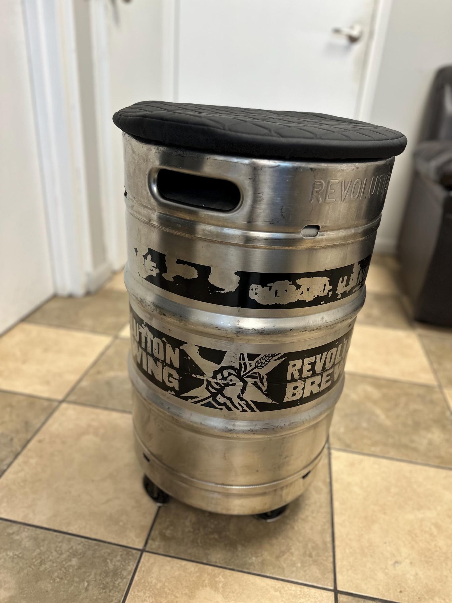 Upcycled Beer Keg Stool on Wheels: Handmade Industrial Bar Furniture - Etsy