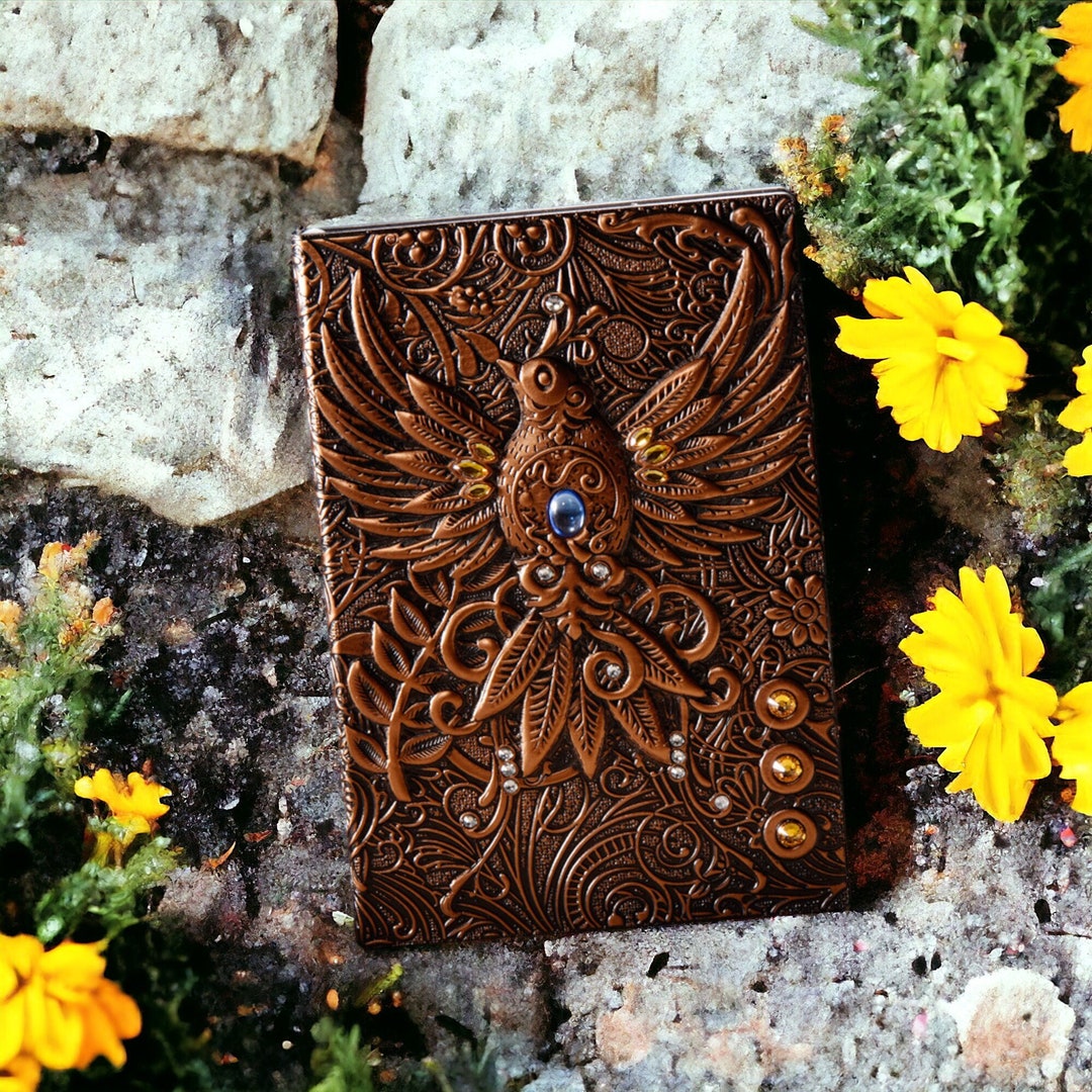 Phoenix Leather Notebook, Thick Leather Notebook, Handmade Blank ...