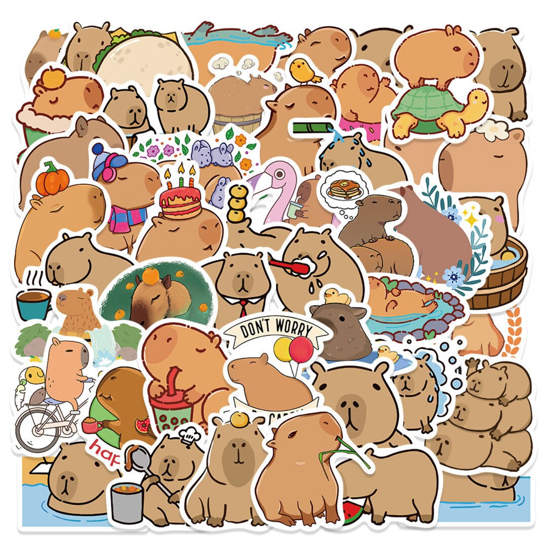 Cute Cartoon Capybara Sticker for Helmets, Guitars, Ukulele, Phones ...