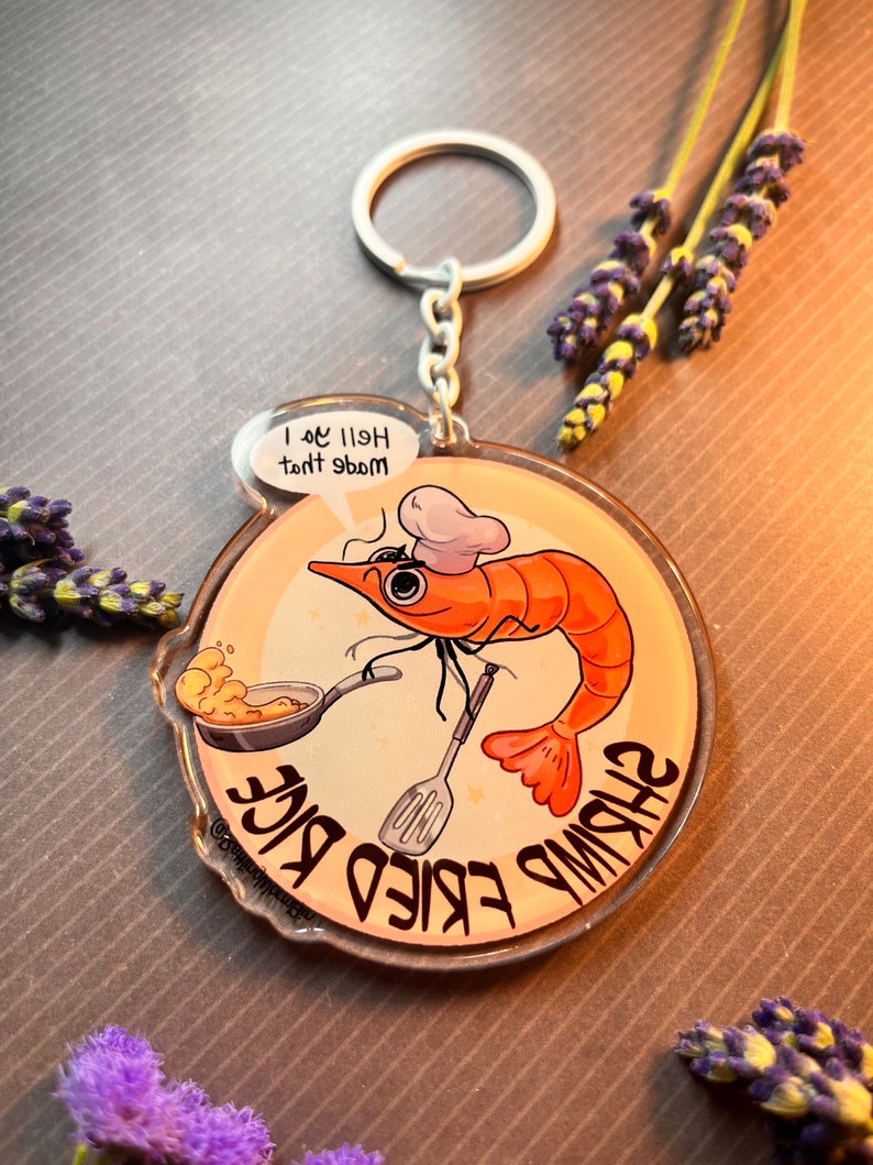 Shrimp, Meme, Fried Rice, Cute, Bug, Acrylic Keychain - Etsy