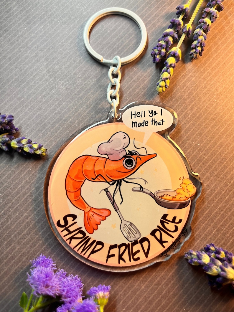 Shrimp, Meme, Fried Rice, Cute, Bug, Acrylic Keychain - Etsy