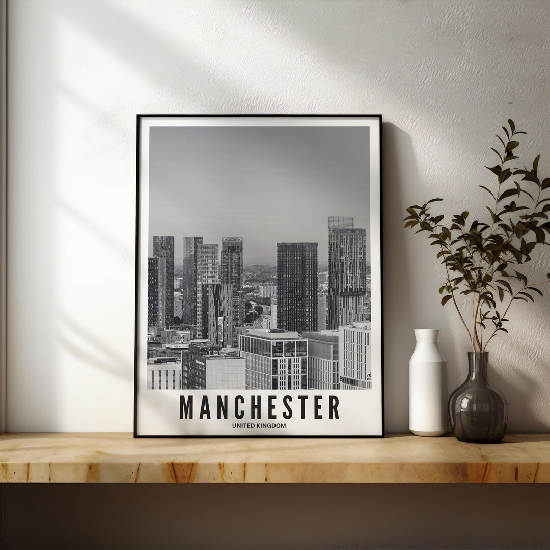 DIGITAL DOWNLOAD Manchester Print, City Print in Black and White ...