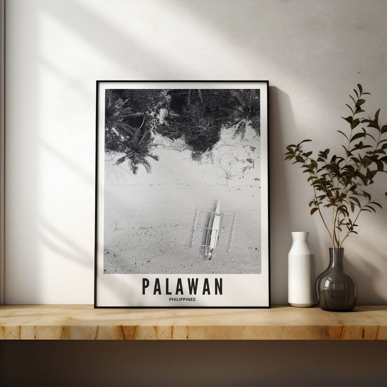 DIGITAL DOWNLOAD Palawan Print, Location Poster in Black and White ...
