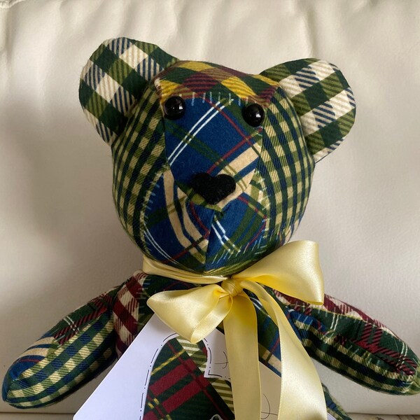 Plaid Teddy Bear - Etsy