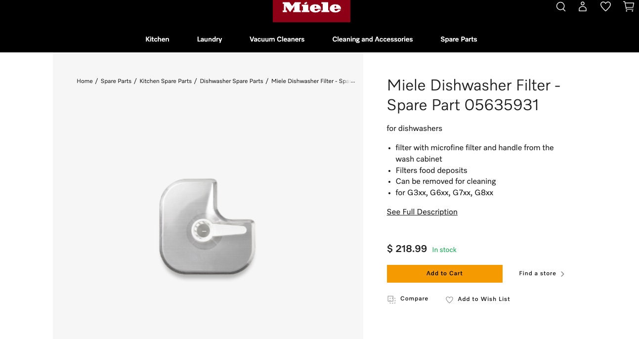 Miele Dishwasher - Triple Sump Filter 05635931 (SLC) - Etsy