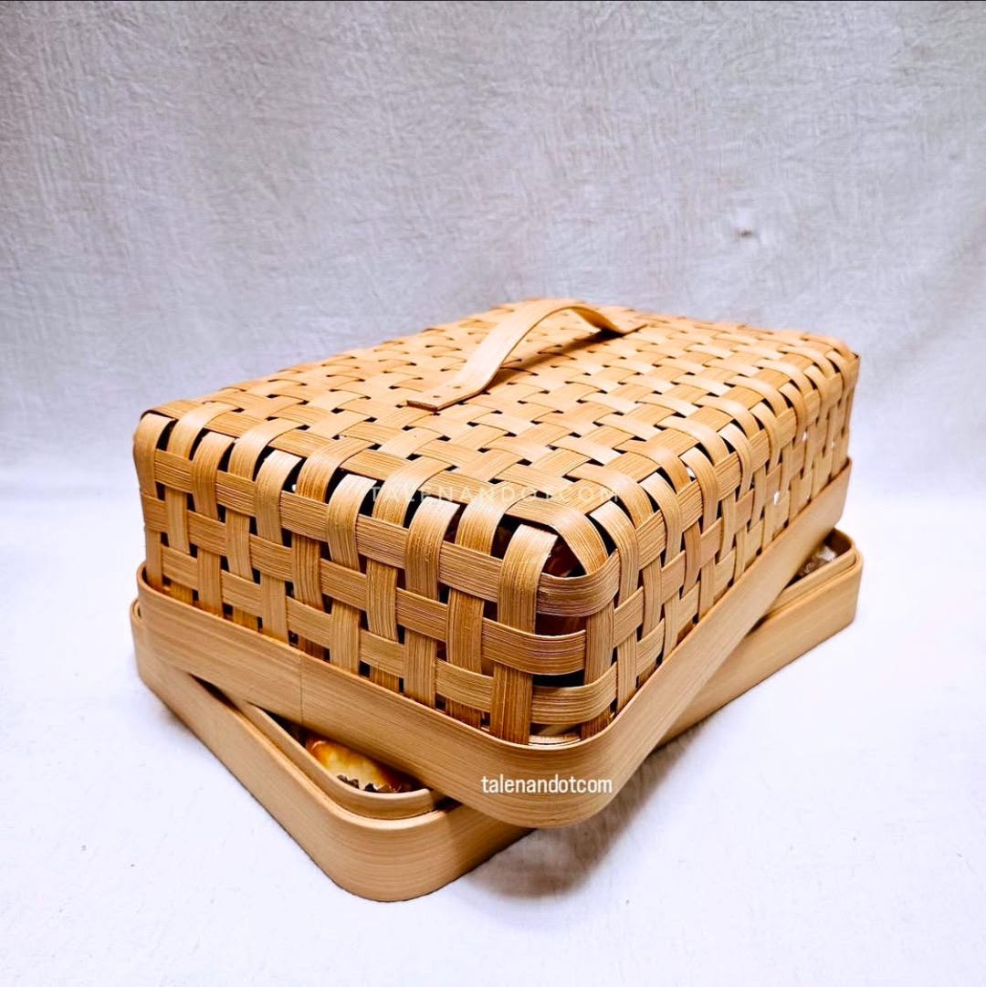 Natural Woven Tray Bamboo. Woven Tray Bamboo. Vintage Bamboo Tray & Lid ...