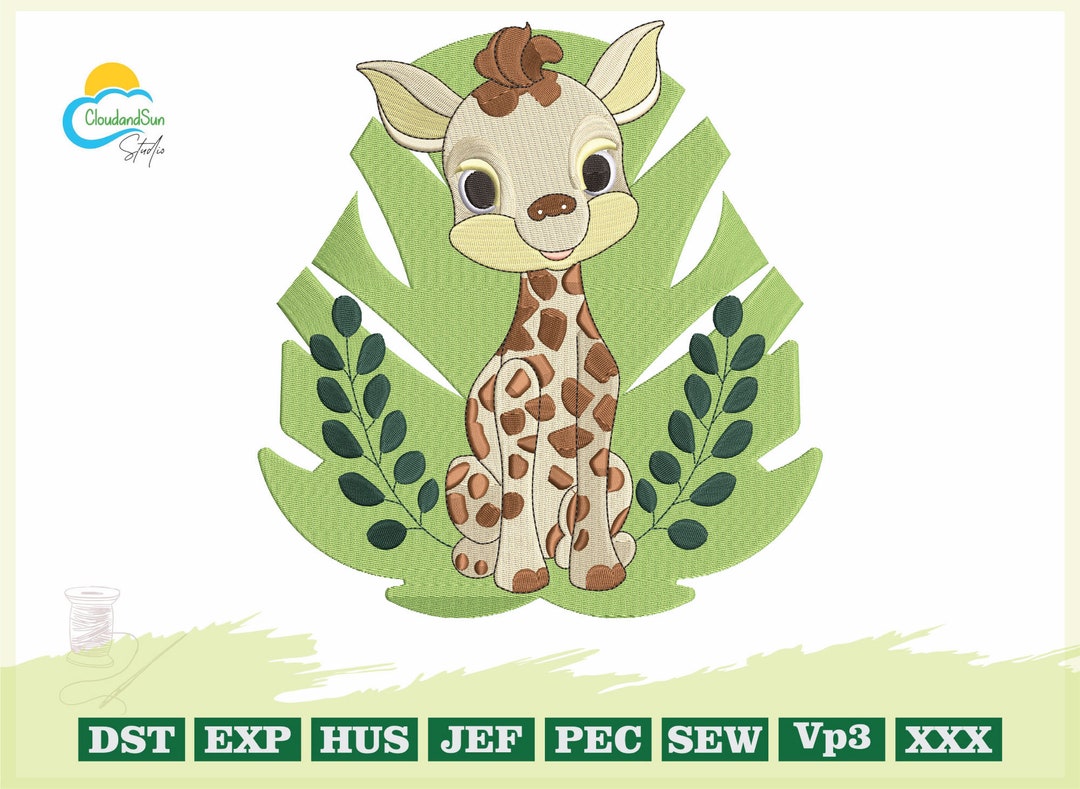 Baby Giraffe Machine Embroidery, Cute Giraffe Embroidery Pattern, Small ...