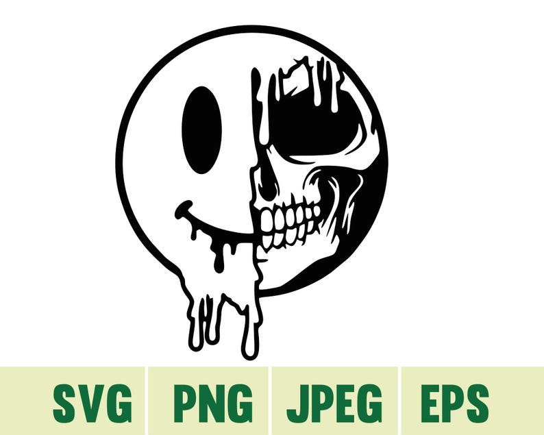 Dripping Smiley Face Svg, Melted Face Svg, Scary Face Png, Groovy Face ...