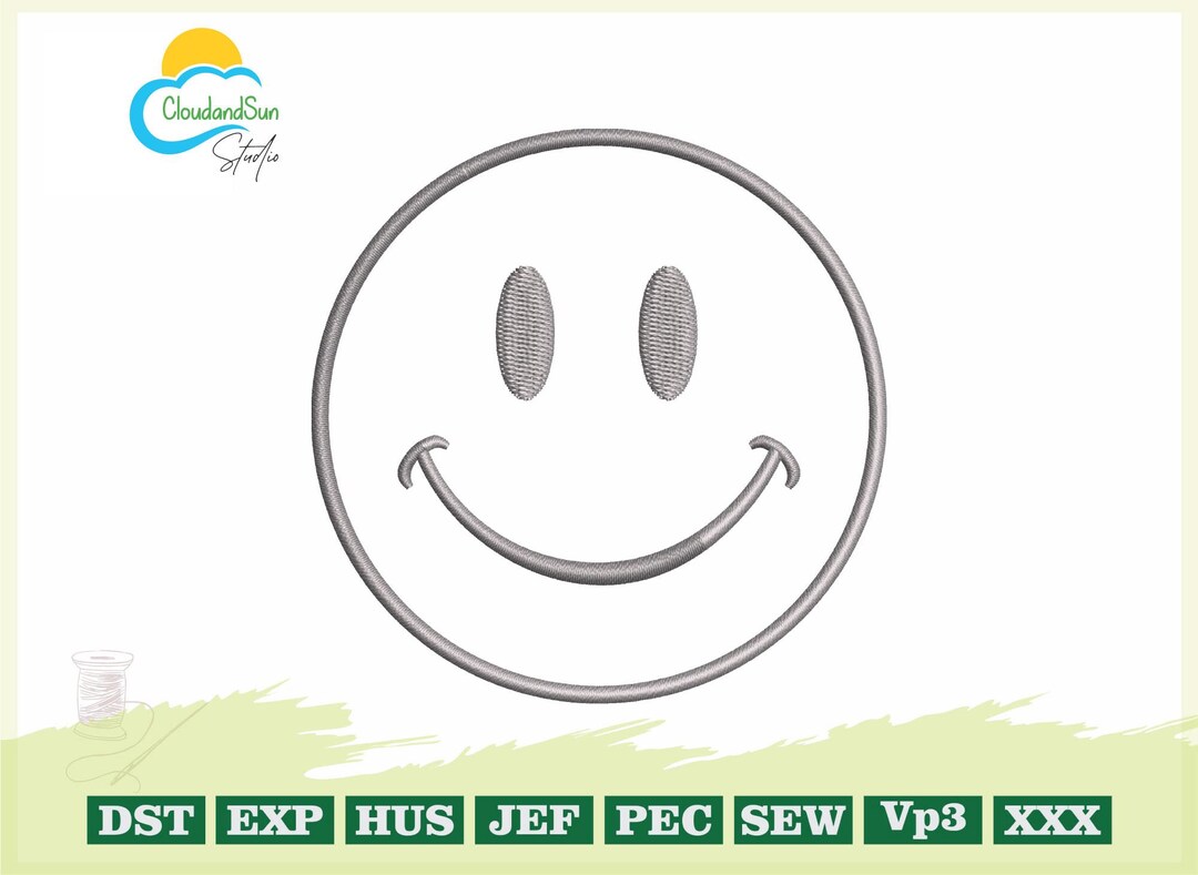 Smiley Face Embroidery Designs, Happy Face Machine Embroidery, Outline Face Embroidery Patterns ...