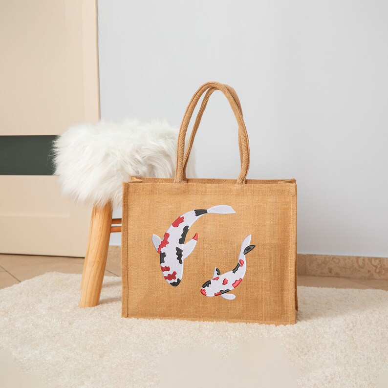 Japanese Style Fish Machine Embroidery, Japanese Koi Carps Embroidery ...