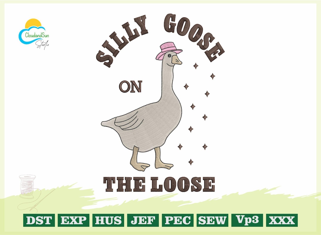 Silly Goose Embroidery Design, Goose on the Lose Funny Embroidery ...