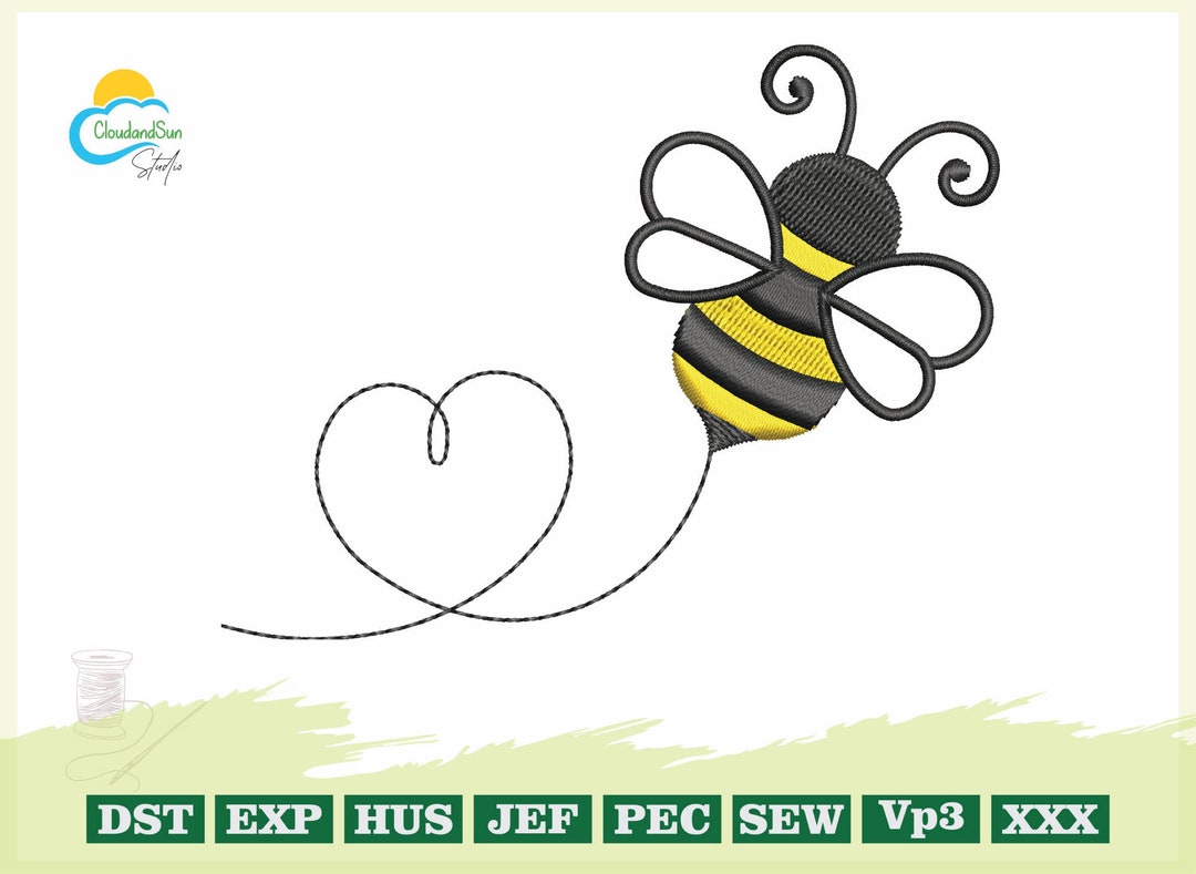 BEE Machine Embroidery, Honey Bee Embroidered Design, Cute Bumble Bee ...