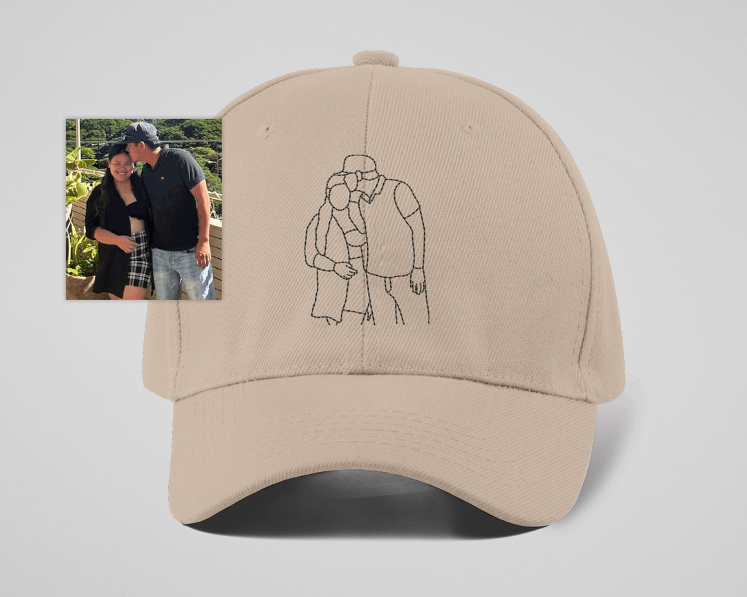 Embroidered Dad Sketch Photo Hat, Father's Day Vintage Caps, Custom ...