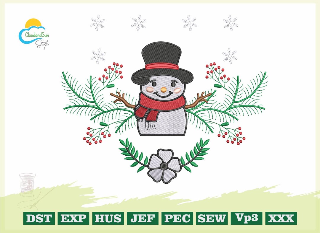 Snowman Machine Embroidery Design, Winter Machine Embroidery, Snowman ...