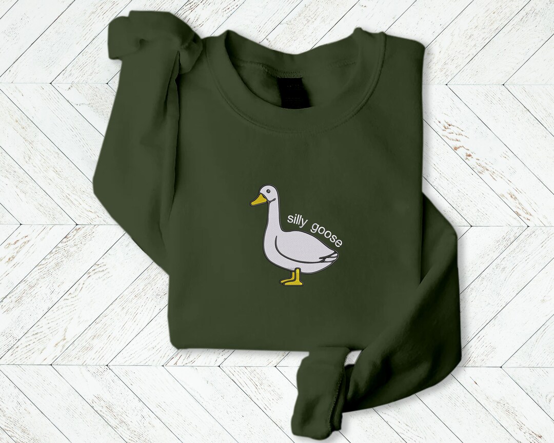Embroidered Wildlife Goose Sweatshirt, Funny Silly Goose Cottagecore ...