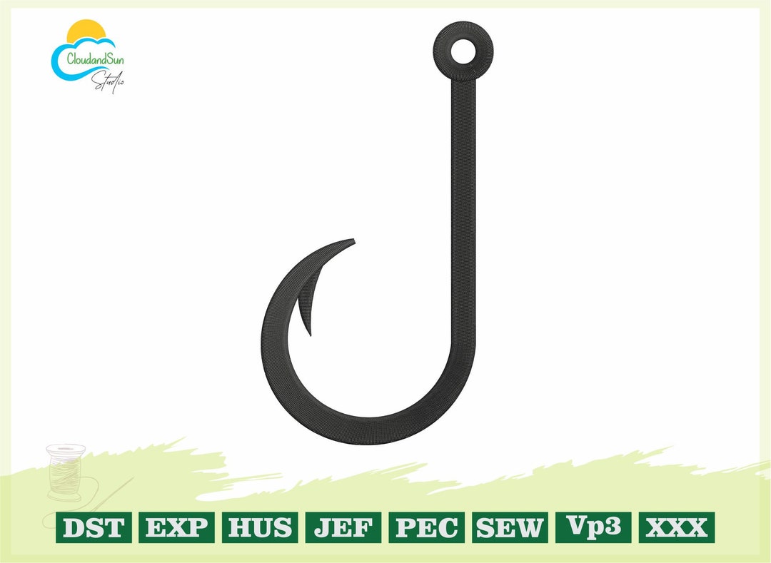 Embroidered Fishing Hook Design, Mini Fish Hook Machine Embroidery ...