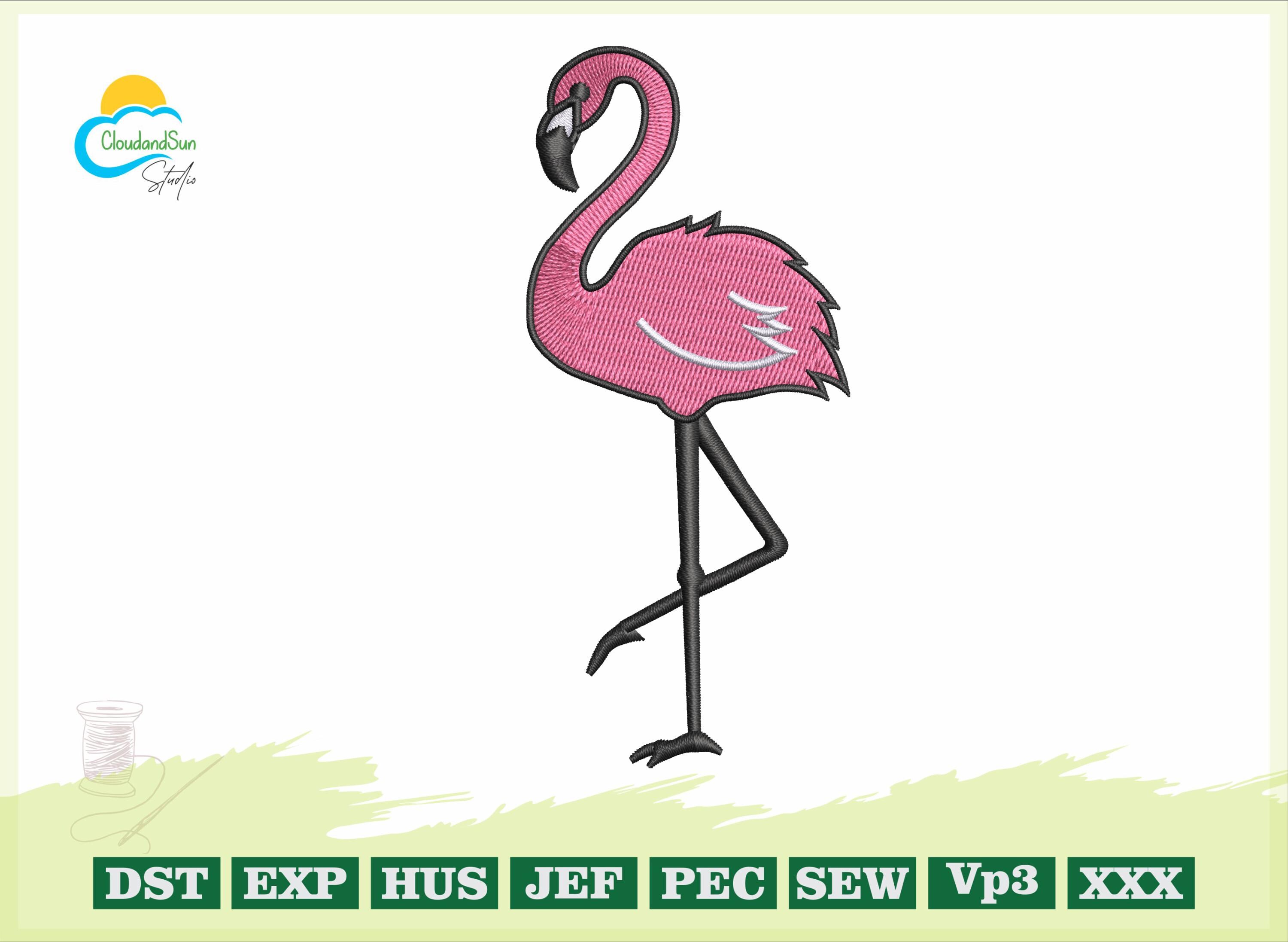 Flamingo Machine Embroidery Design, Elegant Flamingo Digital Pattern ...
