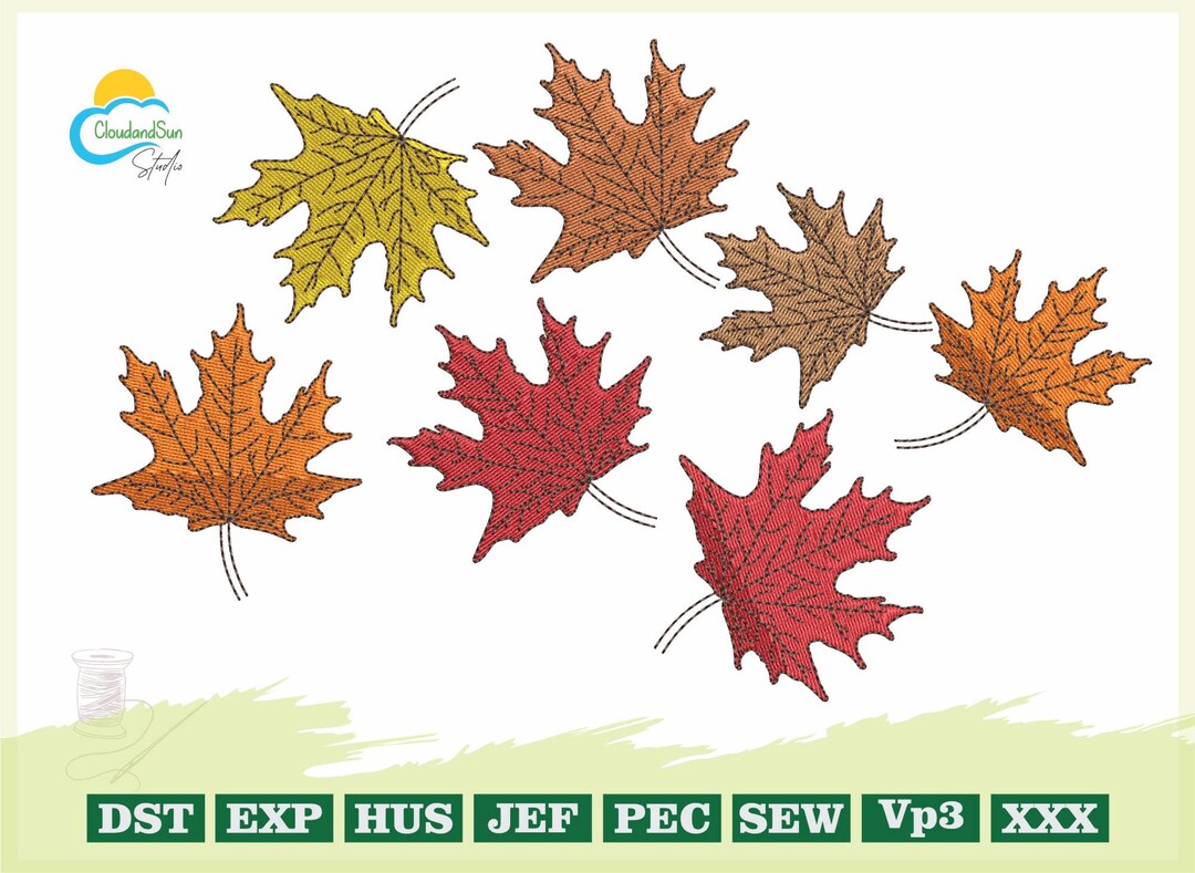 Maple Leaves Machine Embroidery, Autumn Fall Embroidery Design, Summer ...