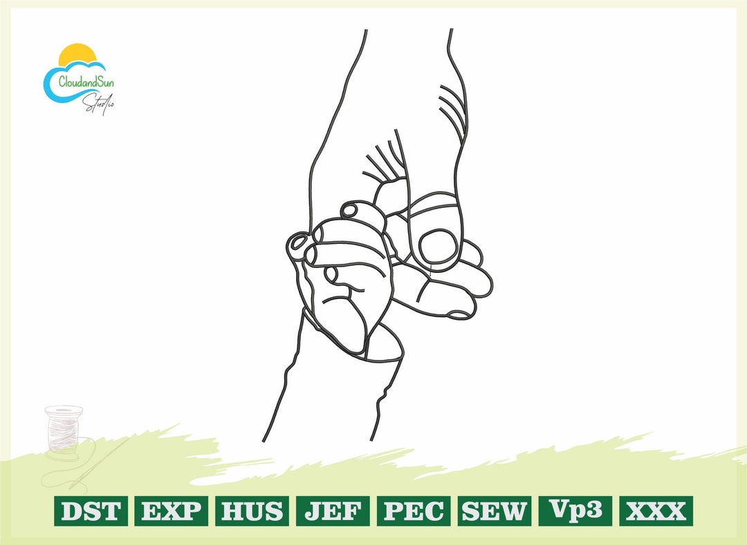 Dad and Baby Hands Embroidery Design, Baby Holding Dad Finger Machine ...