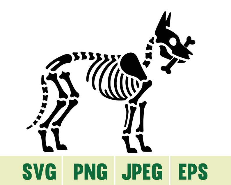 Dog Skeleton Svg Png, Day of the Dead Dog Svg, Hand-drawn Dog Skeleton ...