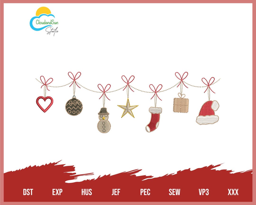 Merry Christmas Banner Pattern, Christmas Bunting Embroidery Designs ...