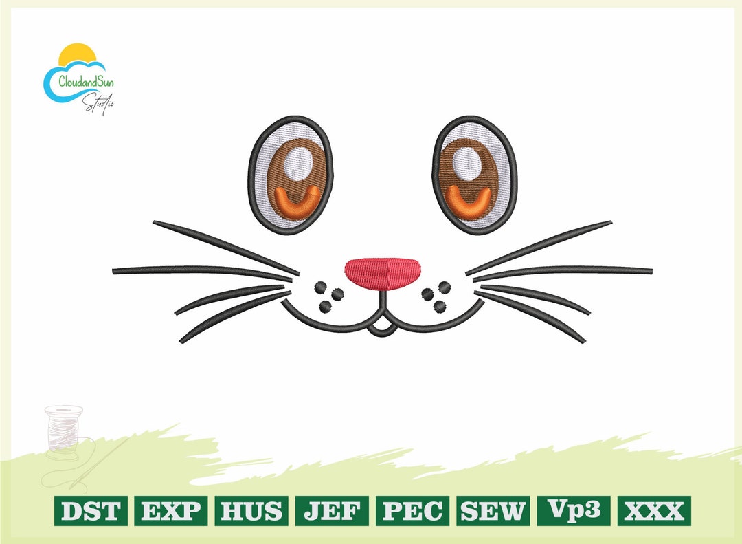 Bunny Face Embroidery Design, Cute Face Embroidery Pattern, Mini ...