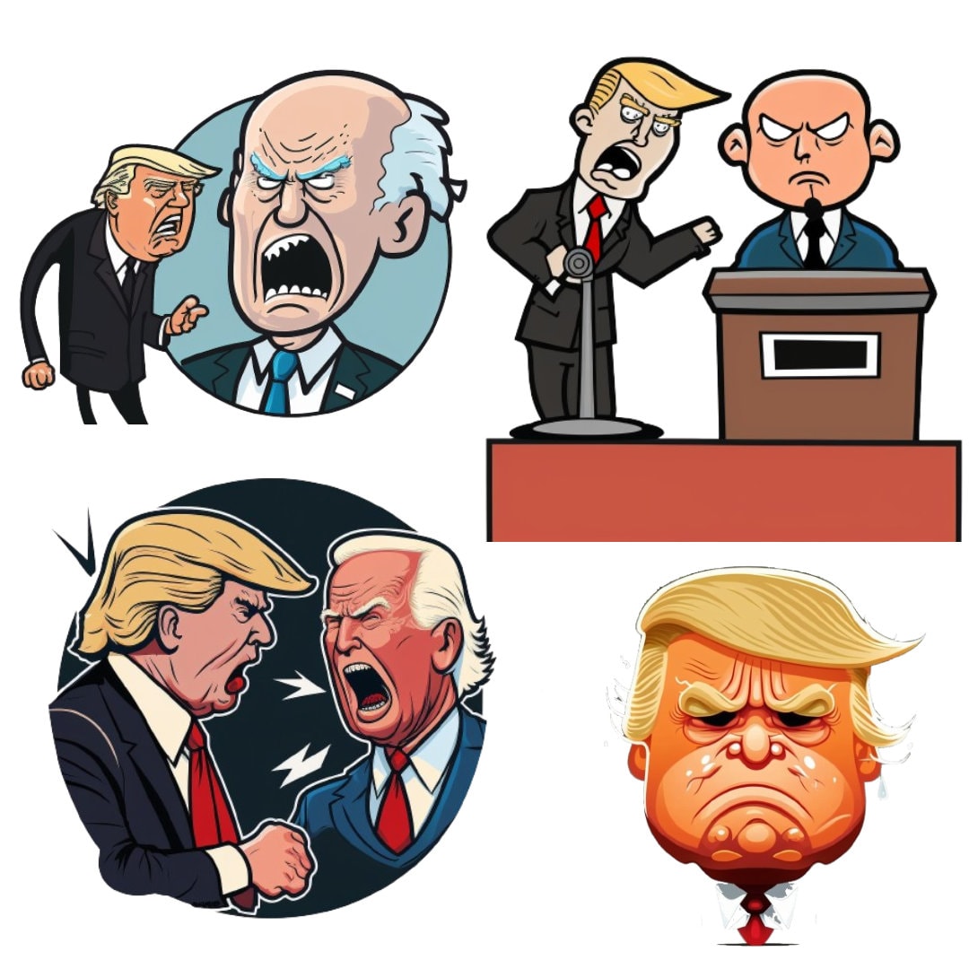 Donald Trump Cartoon Clipart Bundle Commercial License Transparent ...