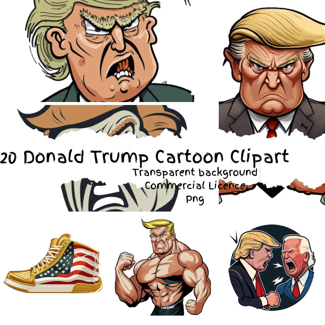 Donald Trump Cartoon Clipart Bundle Commercial License Transparent ...