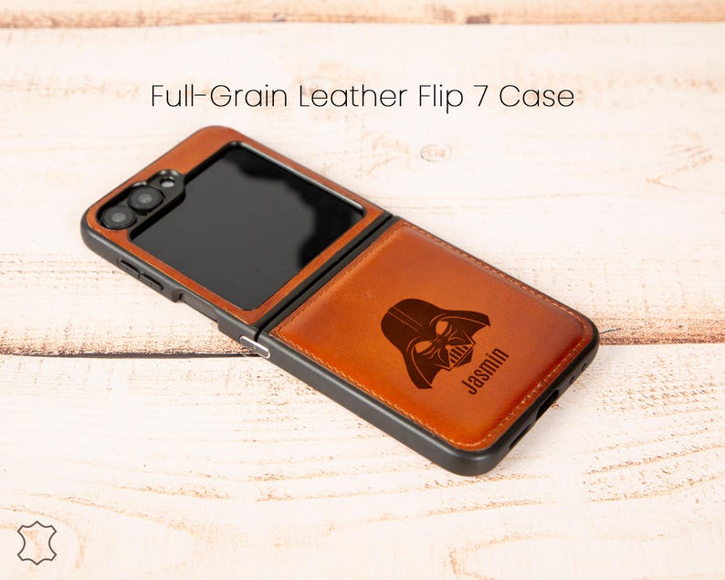 Full-grain Leather Samsung Z Flip 7 Case, Slim Galaxy Flip Phone Cover ...