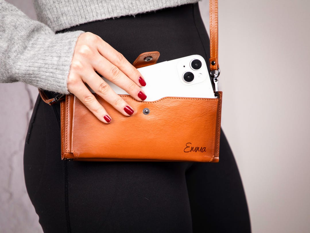 Custom Leather Crossbody Phone Wallet for Women – Small Purse With ...
