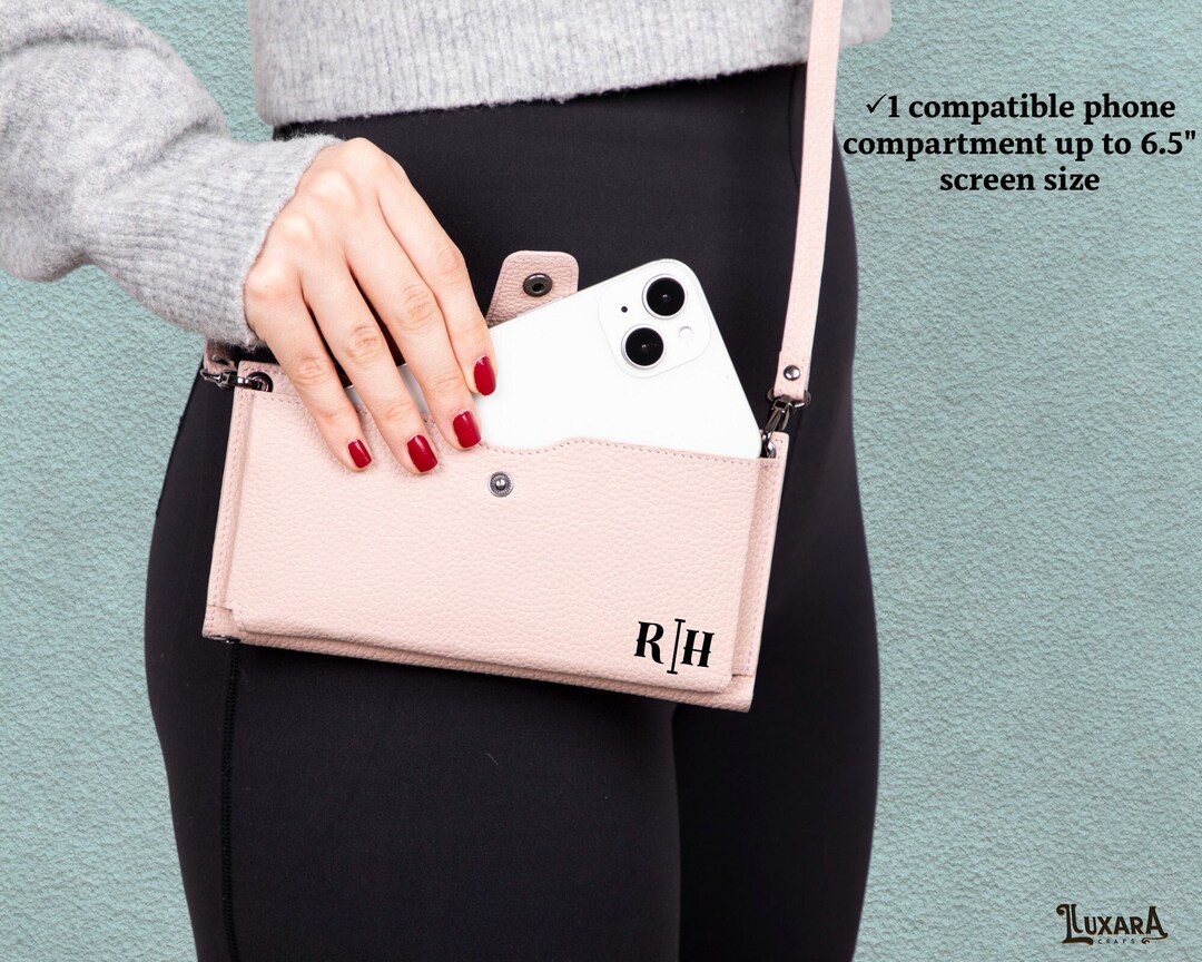 Custom Leather Crossbody Strap Wallet, Crossbody Phone Bag, Slim ...