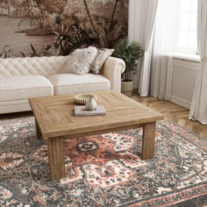 Rustic Square Coffee Table – Reclaimed Wood Table – Large Farmhouse ...