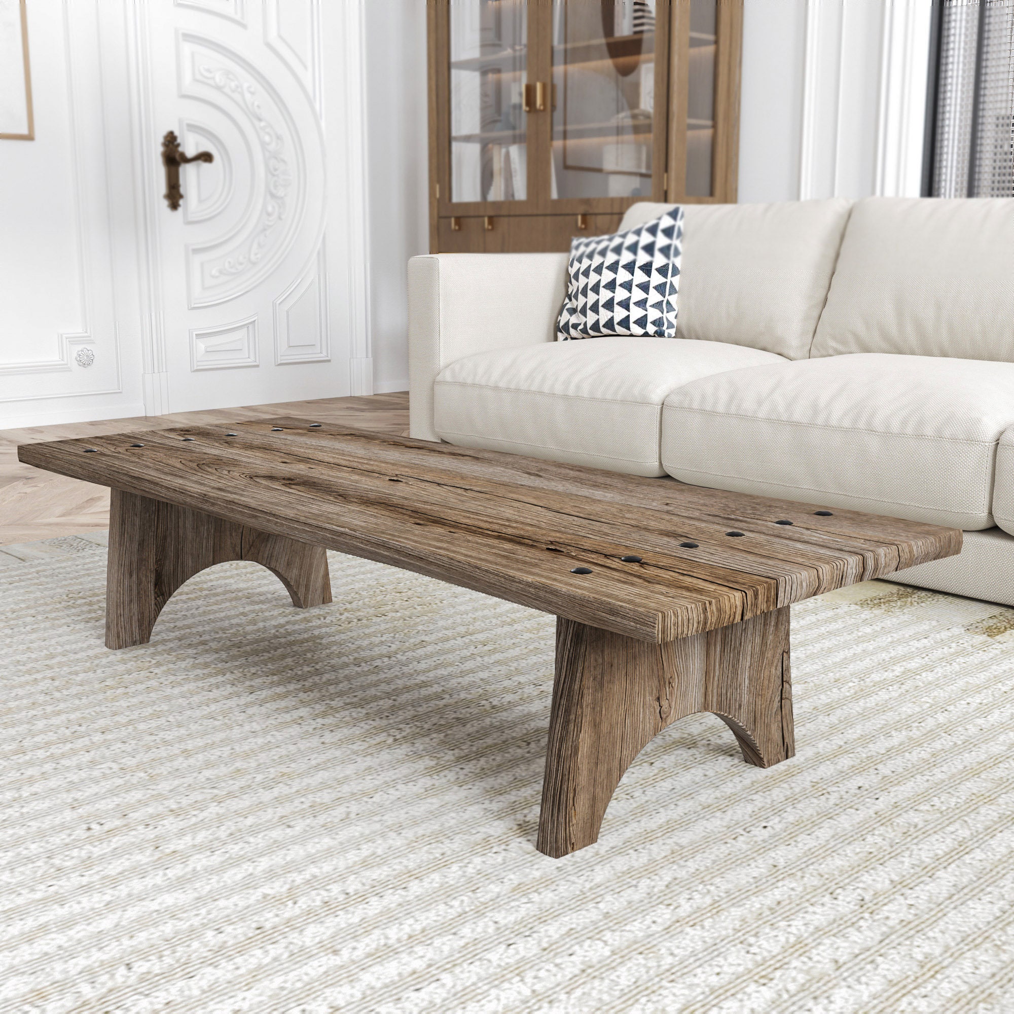 Long Coffee Tables in Rustic Style Reclaimed Wood Coffee Table Wood ...