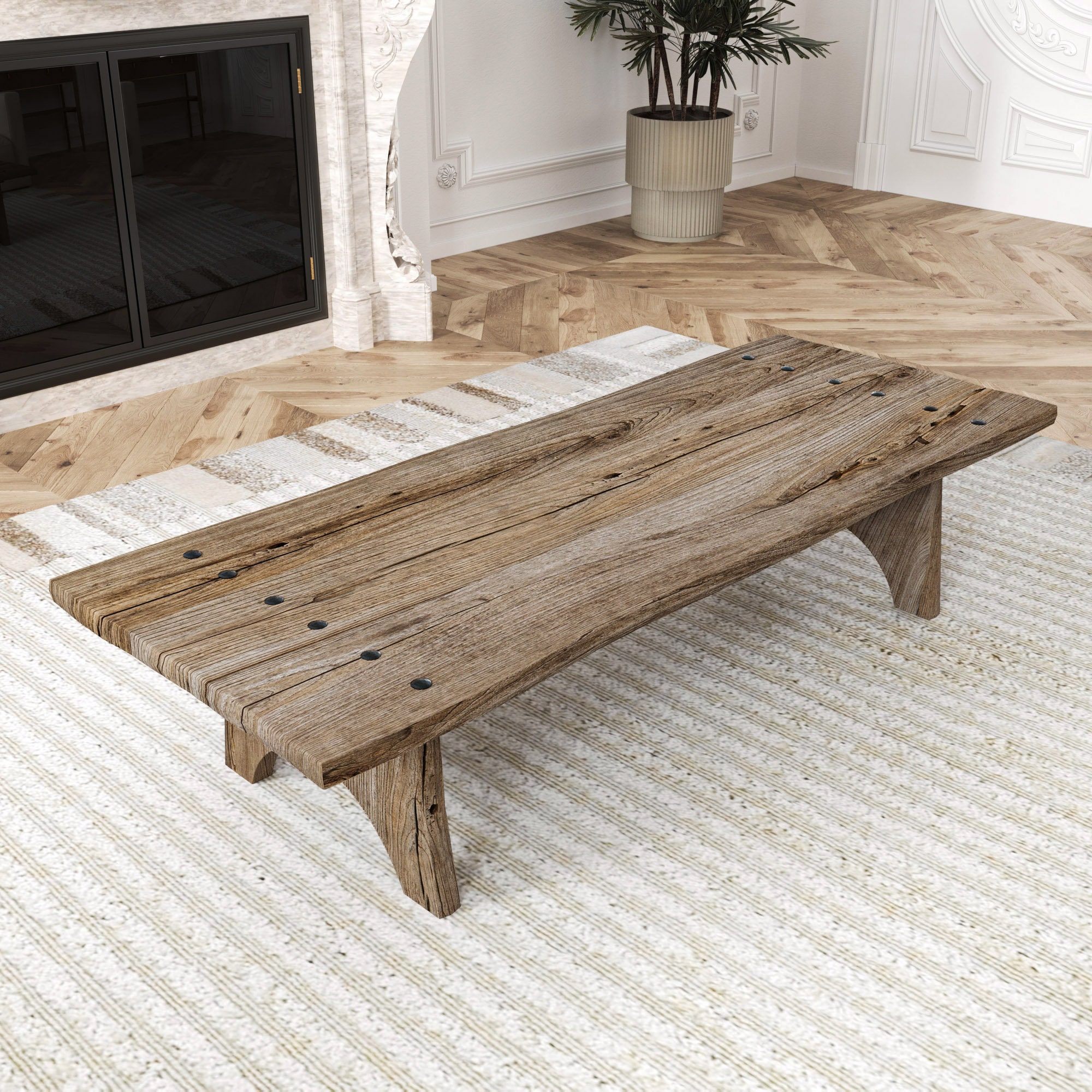 Long Coffee Tables in Rustic Style Reclaimed Wood Coffee Table Wood ...